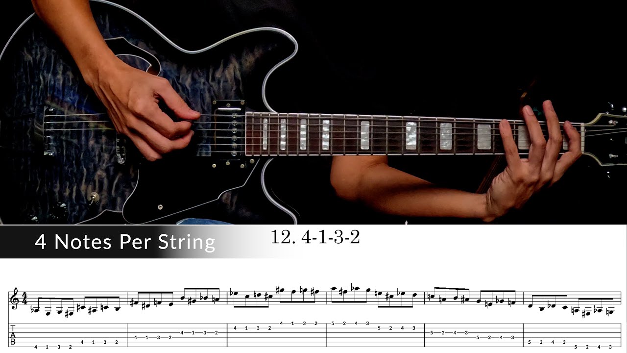 4 Notes Per String 4-1-3-2 - YouTube