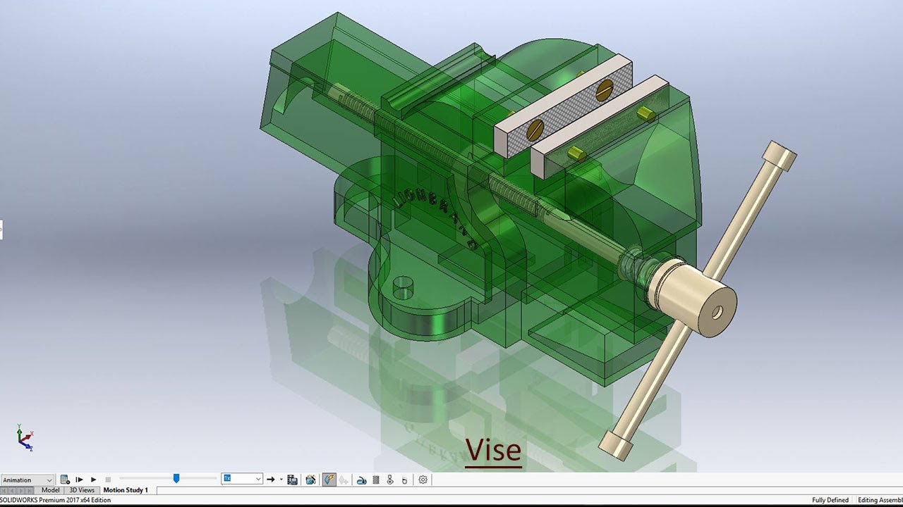 Simulating 'Vise' Assembly display in SolidWorks - YouTube