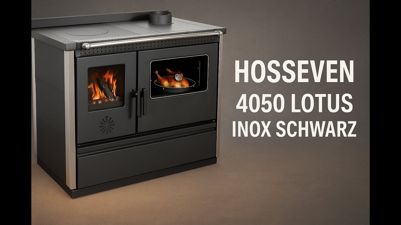 Hosseven Kaminofen 4050 Lotus Inox Schwarz – Heizen, Kochen & Backen ...
