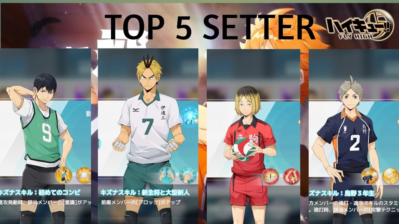 Top 5 S (setter) terbaik di haikyuu fly high - YouTube