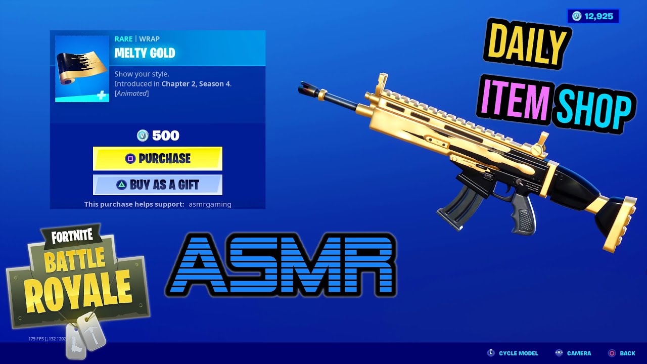 ASMR | Fortnite NEW Melty Gold Animated Wrap! Daily Item Shop Update 🎮🎧 ...