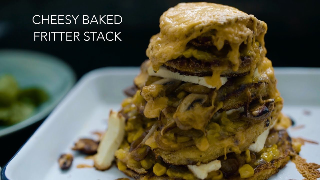 Cheesy Baked Fritter Stack - YouTube
