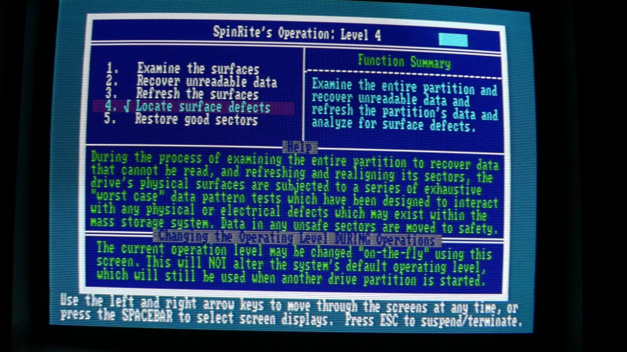 Spinrite checking NEC D5126 20MB 5.25" MFM Hard disk - YouTube