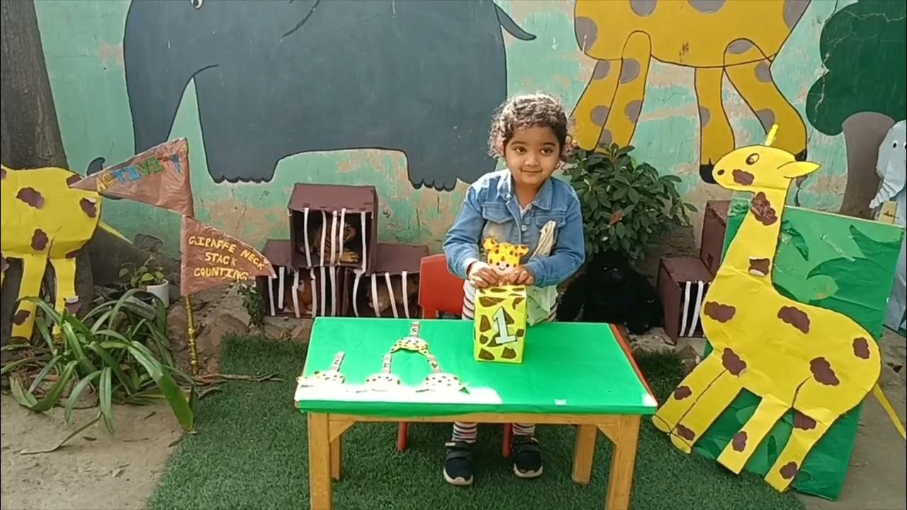 AADI PRESCHOOL - GIRAFFE NECK STACK COUNTING ACTIVITY - YouTube