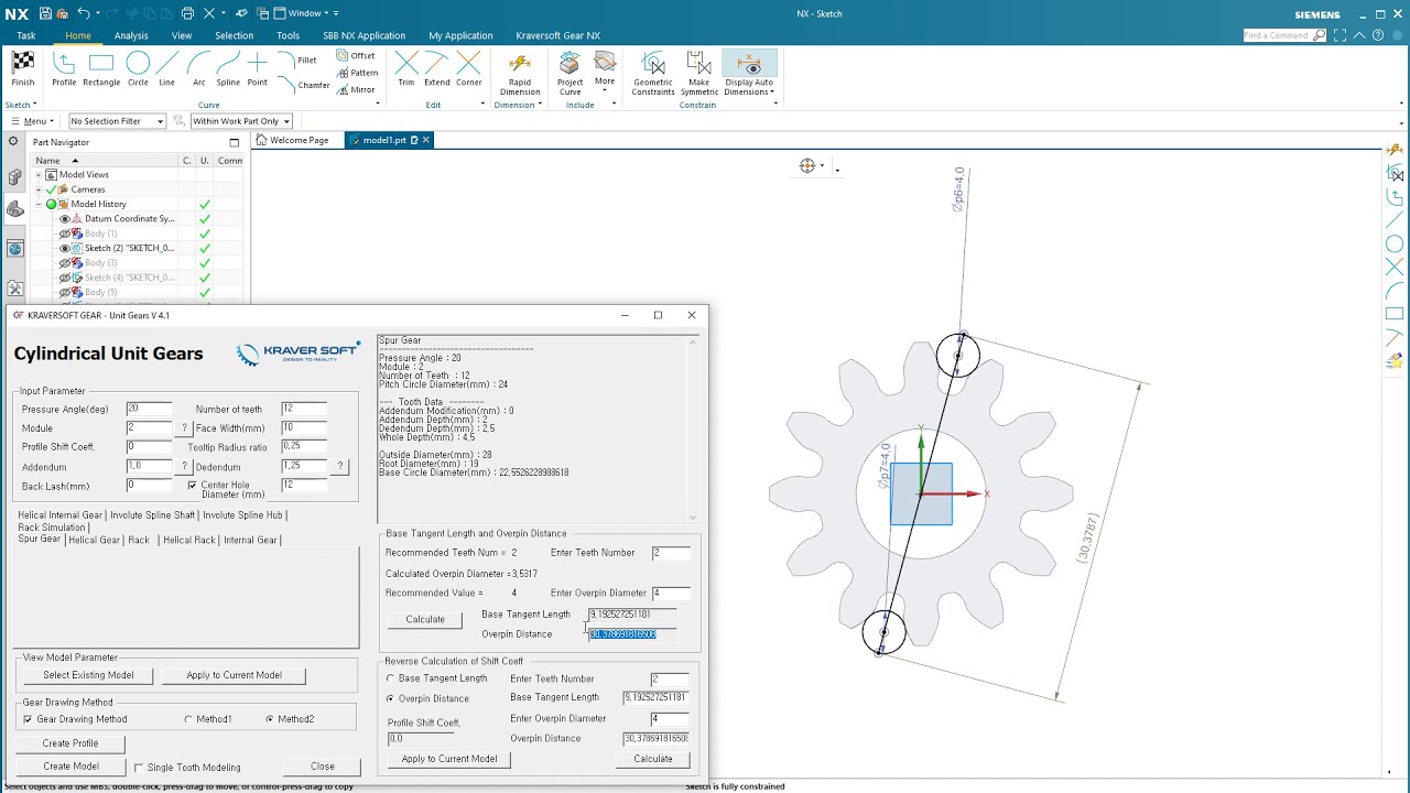 Unit Gear Part3 Overball Distance and Base Tangent Length - YouTube