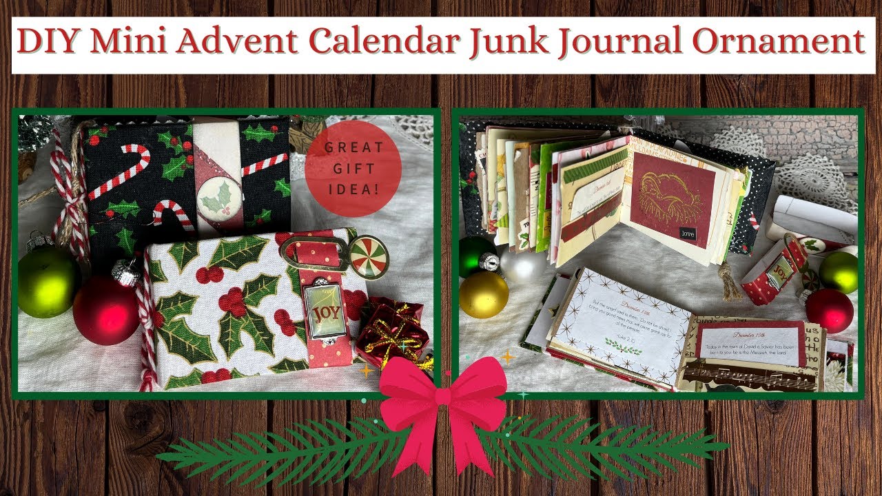 DIY Mini Advent Calendar Junk Journal Ornament - YouTube
