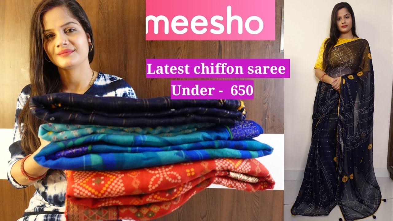 Meesho summer saree haul / meesho chiffon saree haul / under @-650/ # ...