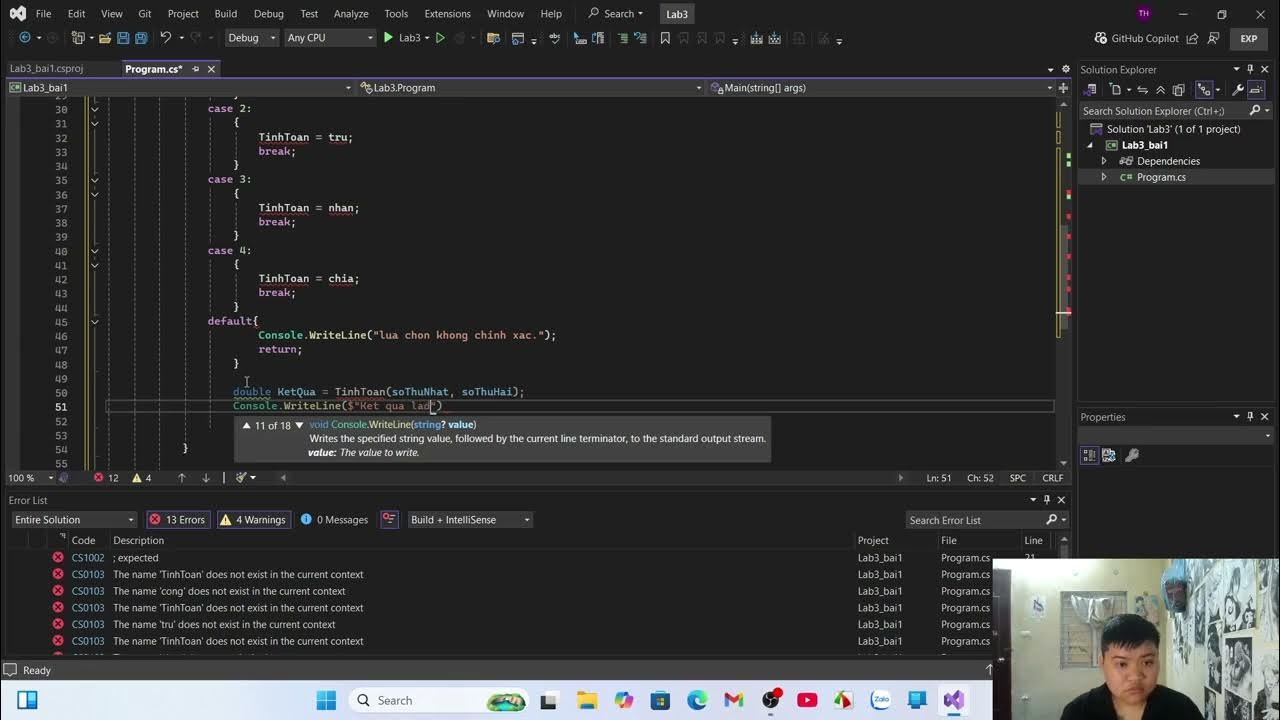 TRIỆU PHI HUÂN Lab4 bai 1 LẬP TRÌNH C# - YouTube