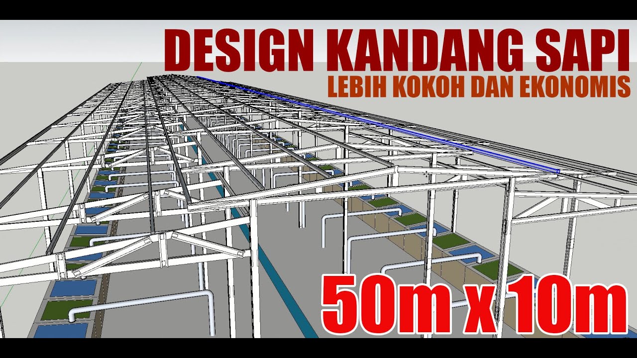 LEBIH KOKOH ‼️ DESIGN KANDANG SAPI BAJA RINGAN UK 50m x 10m Part 1 ...
