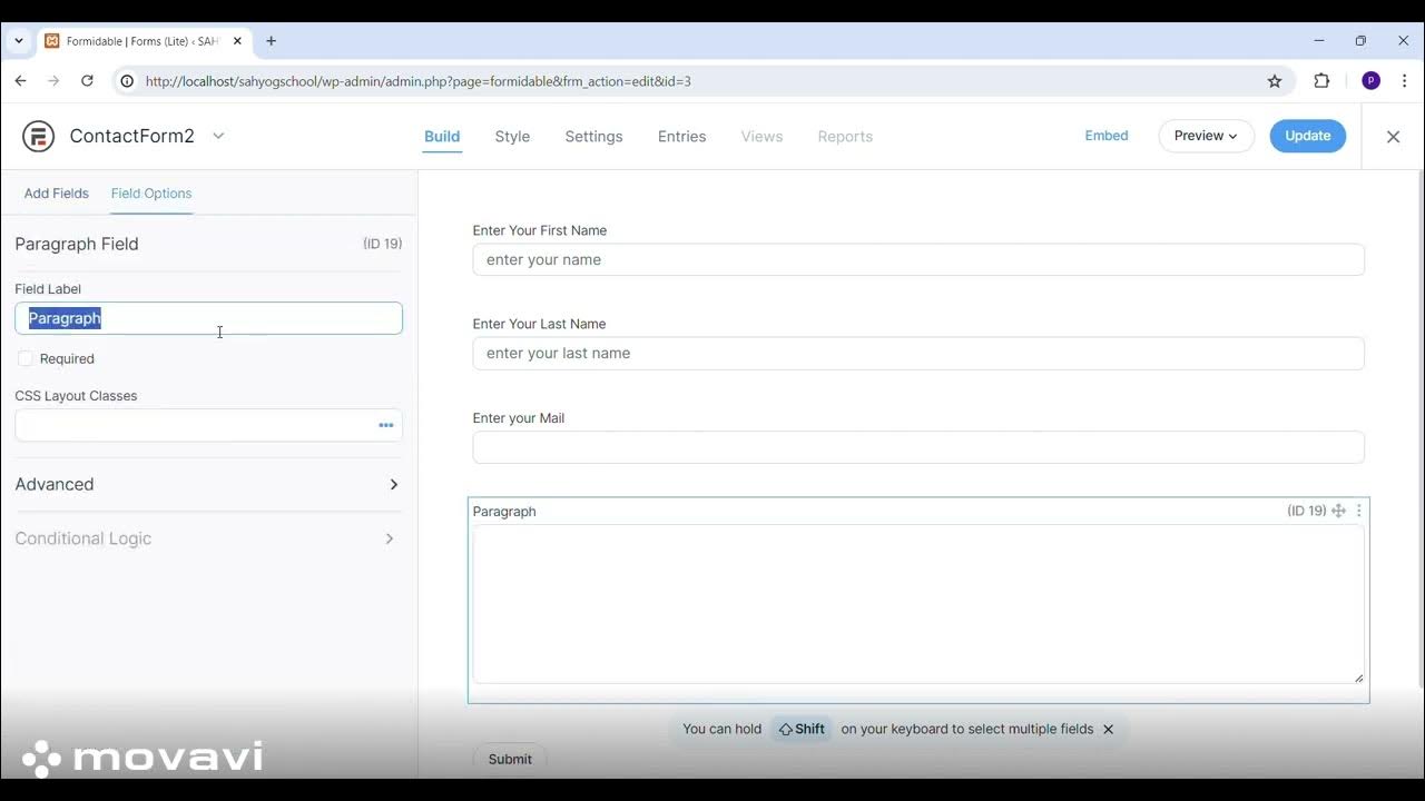 Part 2: Display and Store Contact Form Data into WordPress - YouTube