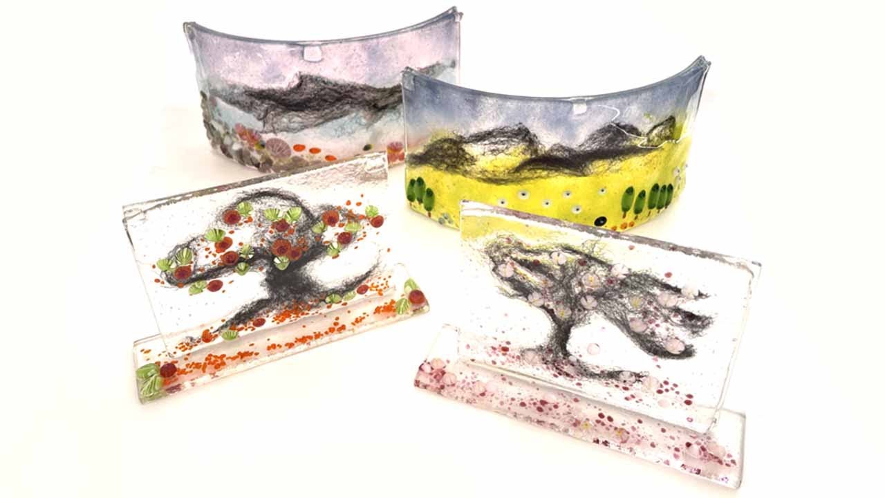 Fused Glass Wire Wool Inclusion Landscapes - YouTube