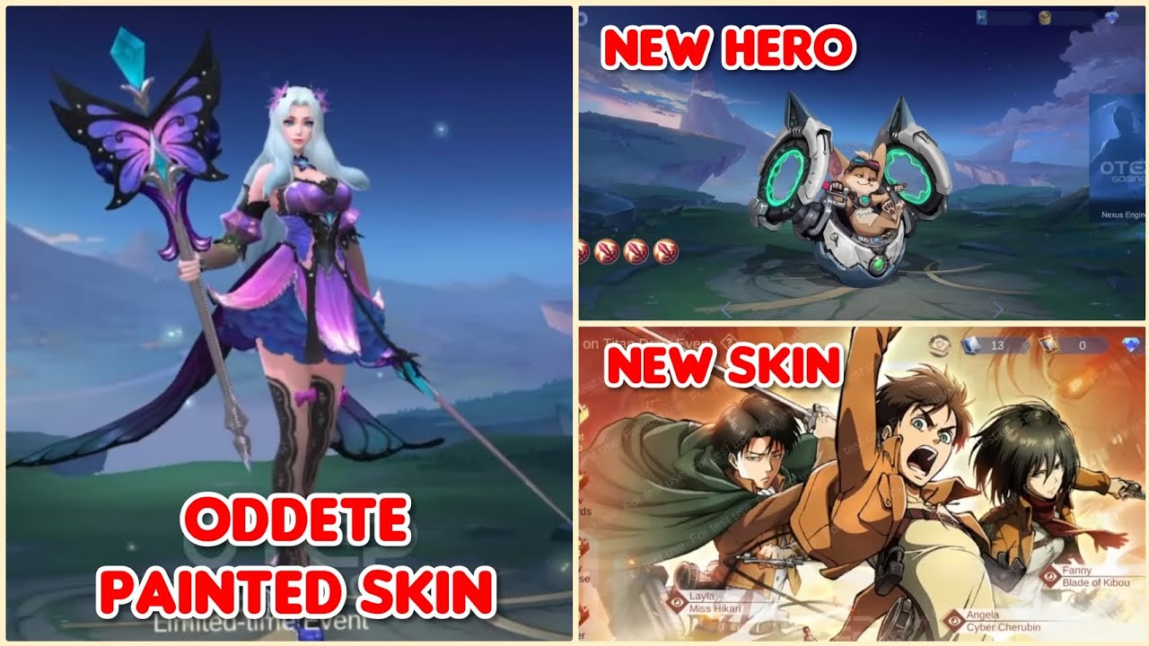 Oddete painted skin , MLBB x AOT, and ML new hero - YouTube