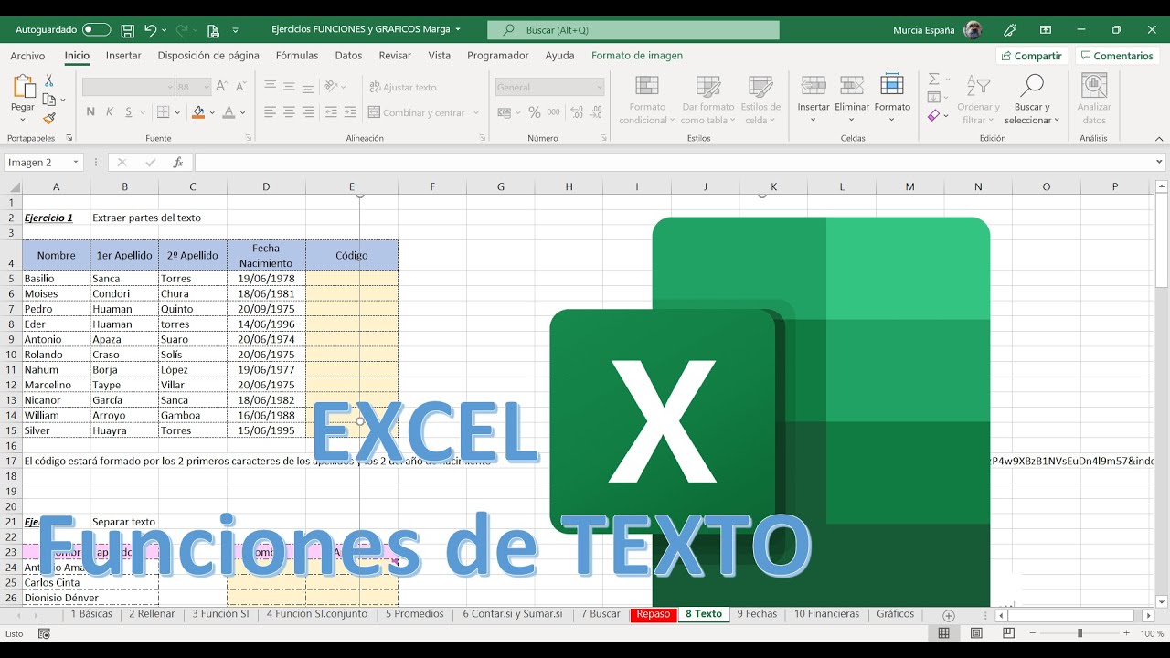 EXCEL Funciones de texto - YouTube