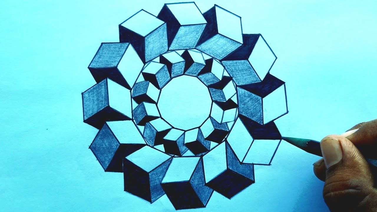 How To Draw An 3D Regolo !! Easy Trick Geometric Draw Step By Step ...