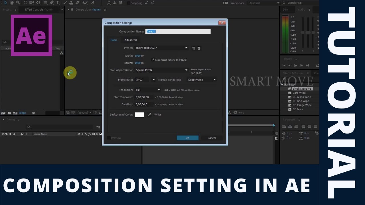 How to create composition and settings in AE | After effects ...