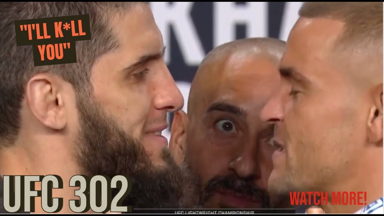 INTENSE face off!!! UFC 302 Press Conference Highlights - YouTube