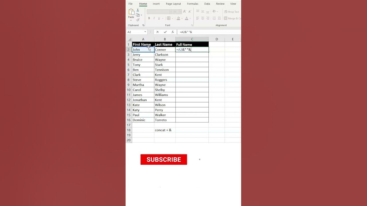 Excel Concatenate Function Tutorial Mastering Text Manipulation Shorts Youtube
