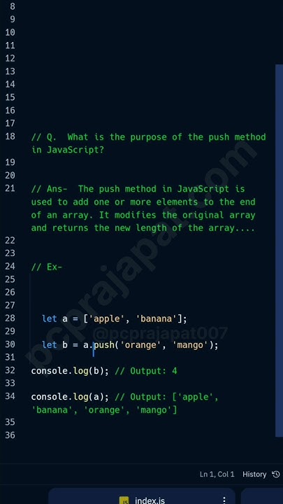 How to use push method in Javascript. #shorts #javascript #tutorials ...