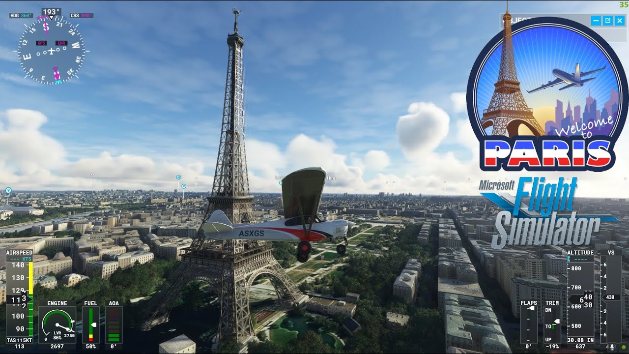 Flying over Paris, France 🇫🇷 Flight Simulator Gameplay 12700H RTX 3060 ...