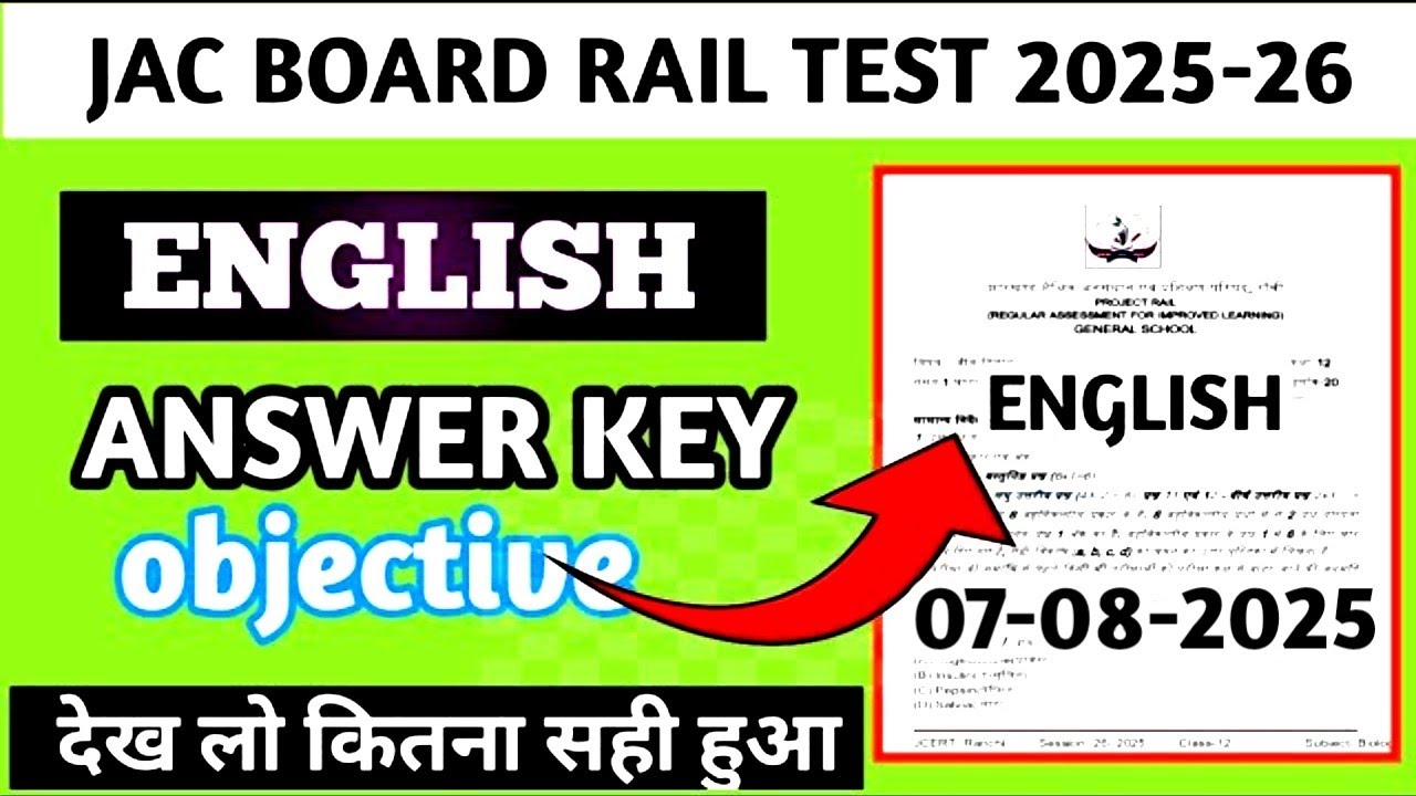 English Answer key Rail Test Class 12||Answer key English Class 12th ...