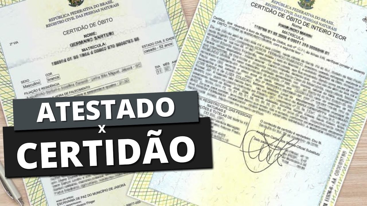 O Que É Atestado De Óbito Tem DiferenÇa Da CertidÃo De Óbito Youtube