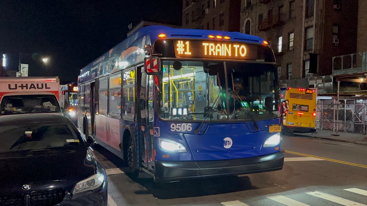 2018 New Flyer XDE40 #9506 on the Bronx 1 shuttle bus leaving Inwood ...