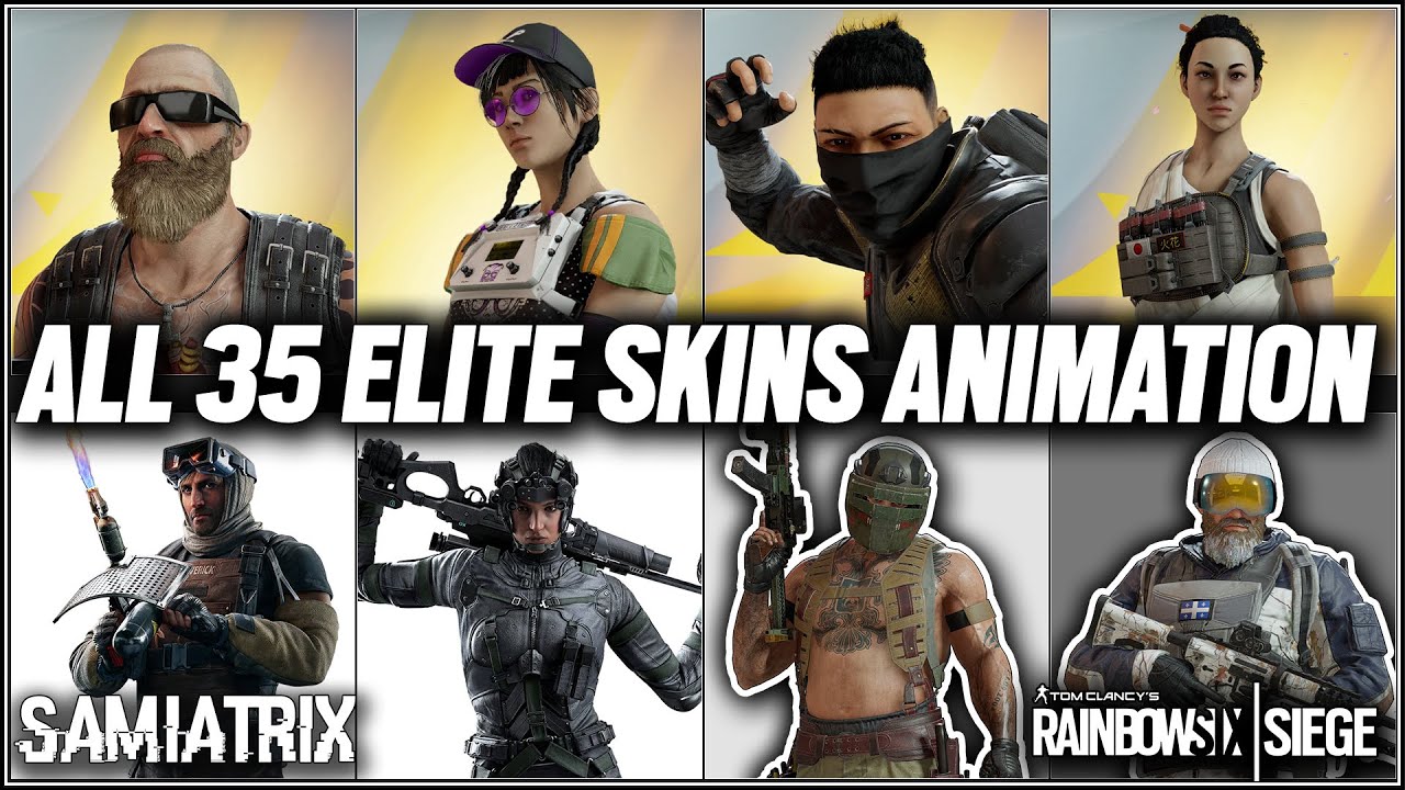 ALL 35 ELITE SKINS MVP ANIMATIONS - Rainbow Six Siege - Samiatrix - YouTube