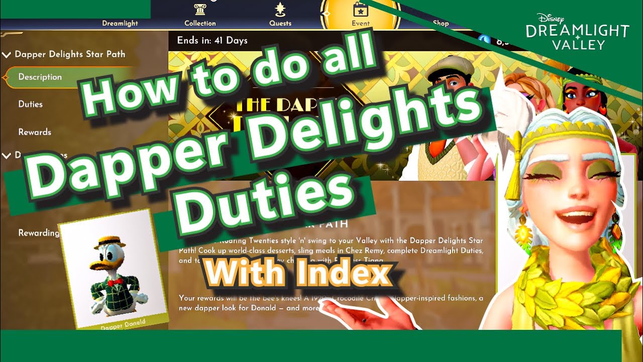 Dapper Delights Star Path Duties with index// Disney Dreamlight Valley ...