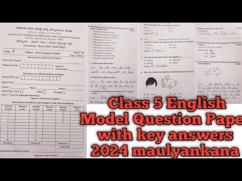 Class 5 English Model Question Paper with key answers First language ...