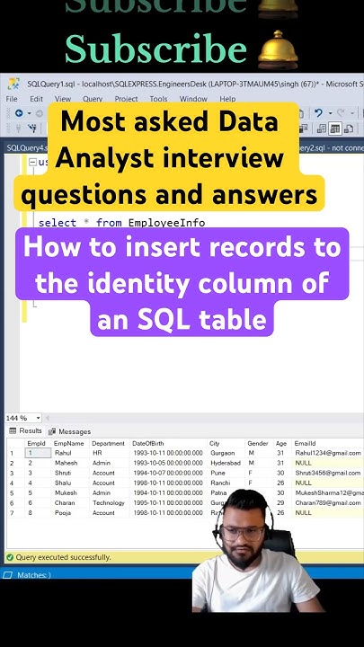 How To Insert Records Into Identity Column Of A Table Shorts Coding Sql Sqlqueries Youtube