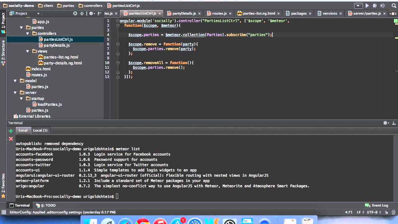 angular meteor tutorial - Step 9 - Privacy and publish-subscribe - YouTube