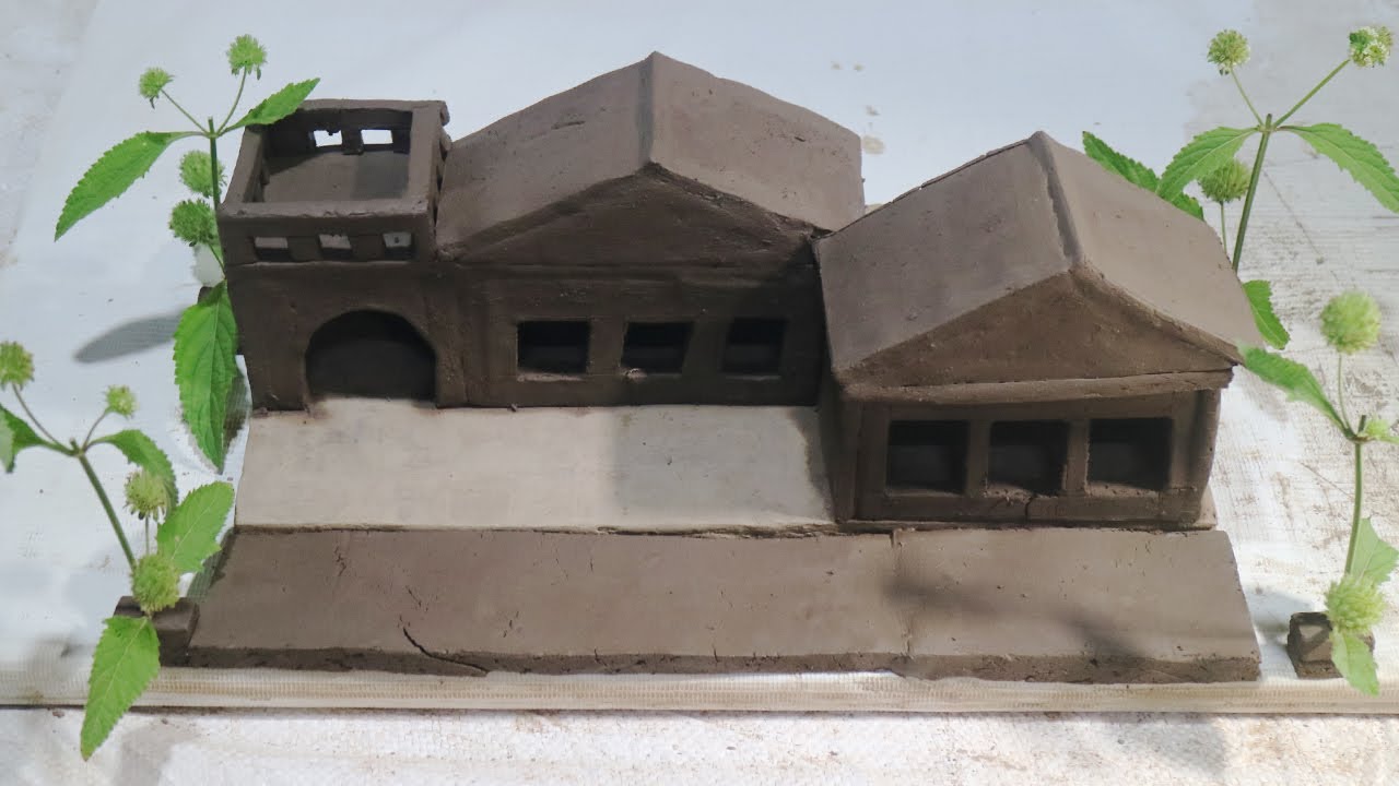 DIY miniature clay house || Great way to make clay building New ...