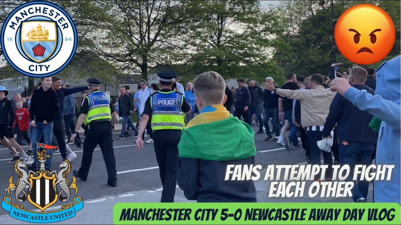 AGGRESSIVE MANCHESTER CITY FANS CONFRONT THE AWAY END - MANCHESTER CITY ...