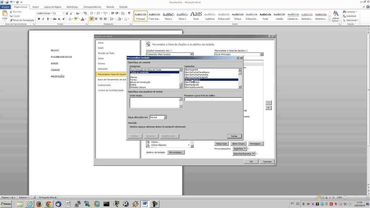 Como Configurar Tecla INSERT no Word 2010 - YouTube