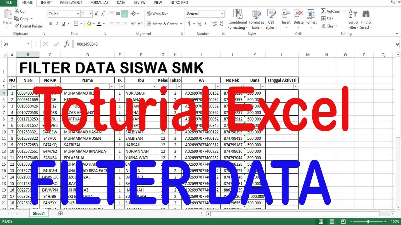 Tutorial Belajara Excel Filter Data Untuk Pemula - YouTube