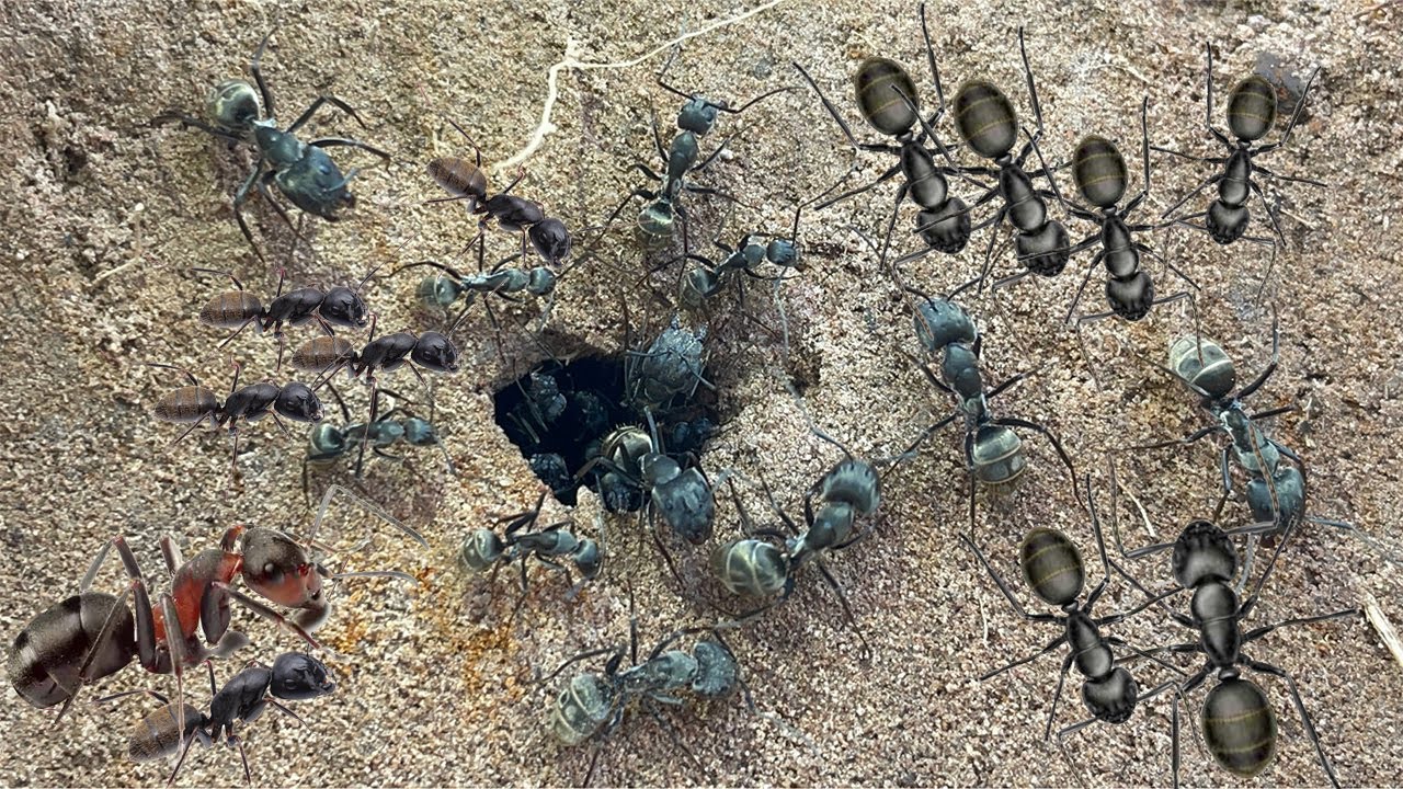 How ants playing and out from Hole - YouTube