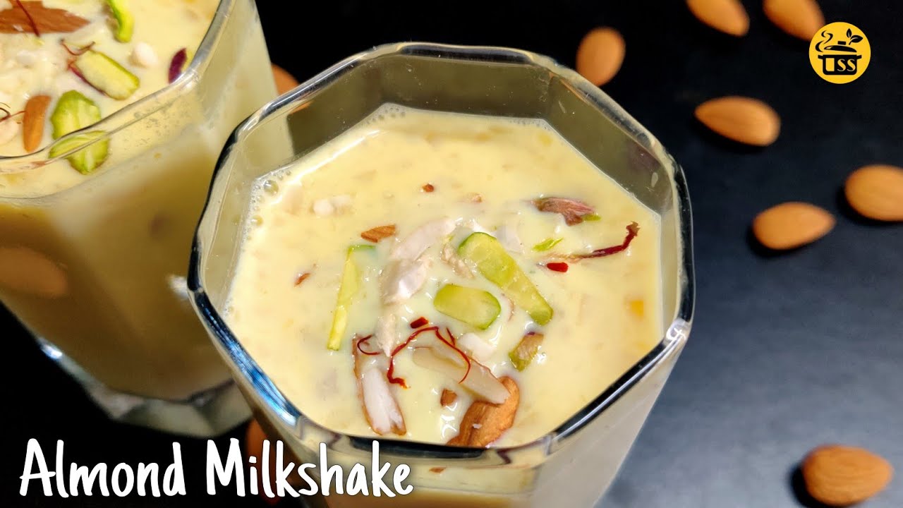 Almond Milkshake | Creamy and Nutty Almond Milk | Badam Shake at home ...