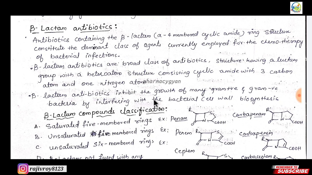 Antibiotics part:01 |classification|beta lactam antibiotics|complete ...