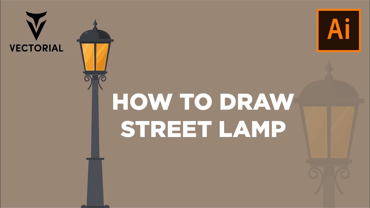 How to draw street lamp in Adobe illustrator - YouTube