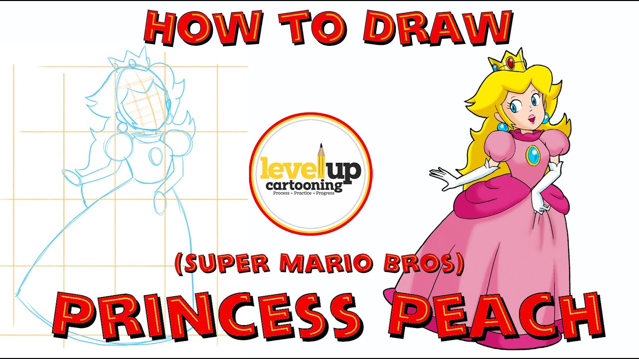 Easy Step by Step Princess Peach Drawing Lesson - YouTube