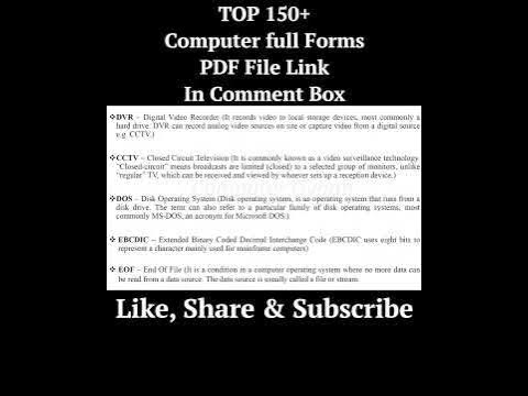 Free PDF Link Computer Full Forms #computerbasics #computerawareness #computerknowledge # ...