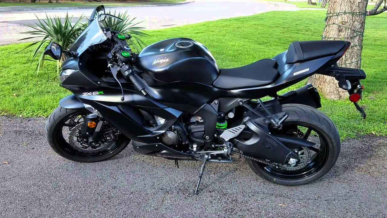 Kawasaki ZX6R stock left side view - YouTube