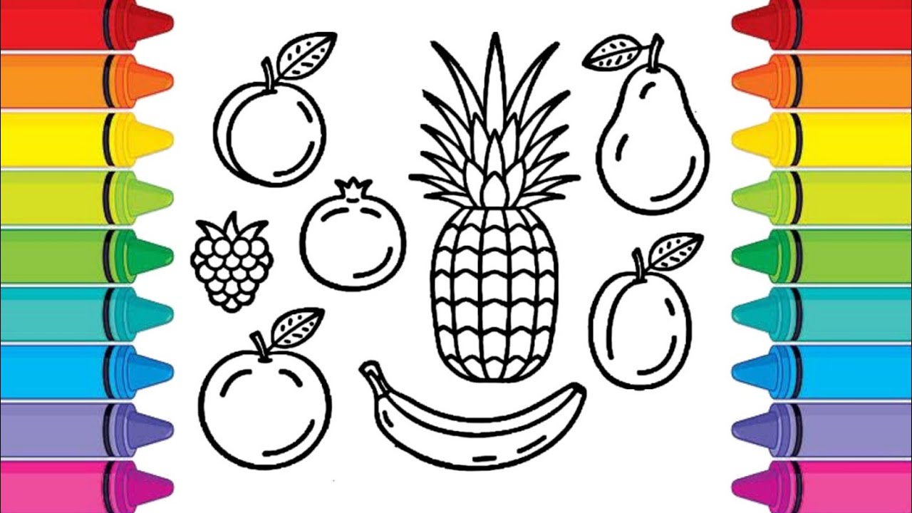 Coloring In Fruits - Fruit Drawing Coloring Painting Tutorial For ...