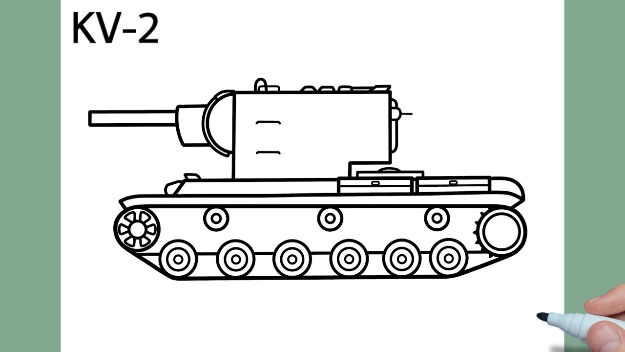 How to draw a KV-2 TANK easy / drawing kv 2 heavy tank from wot ...