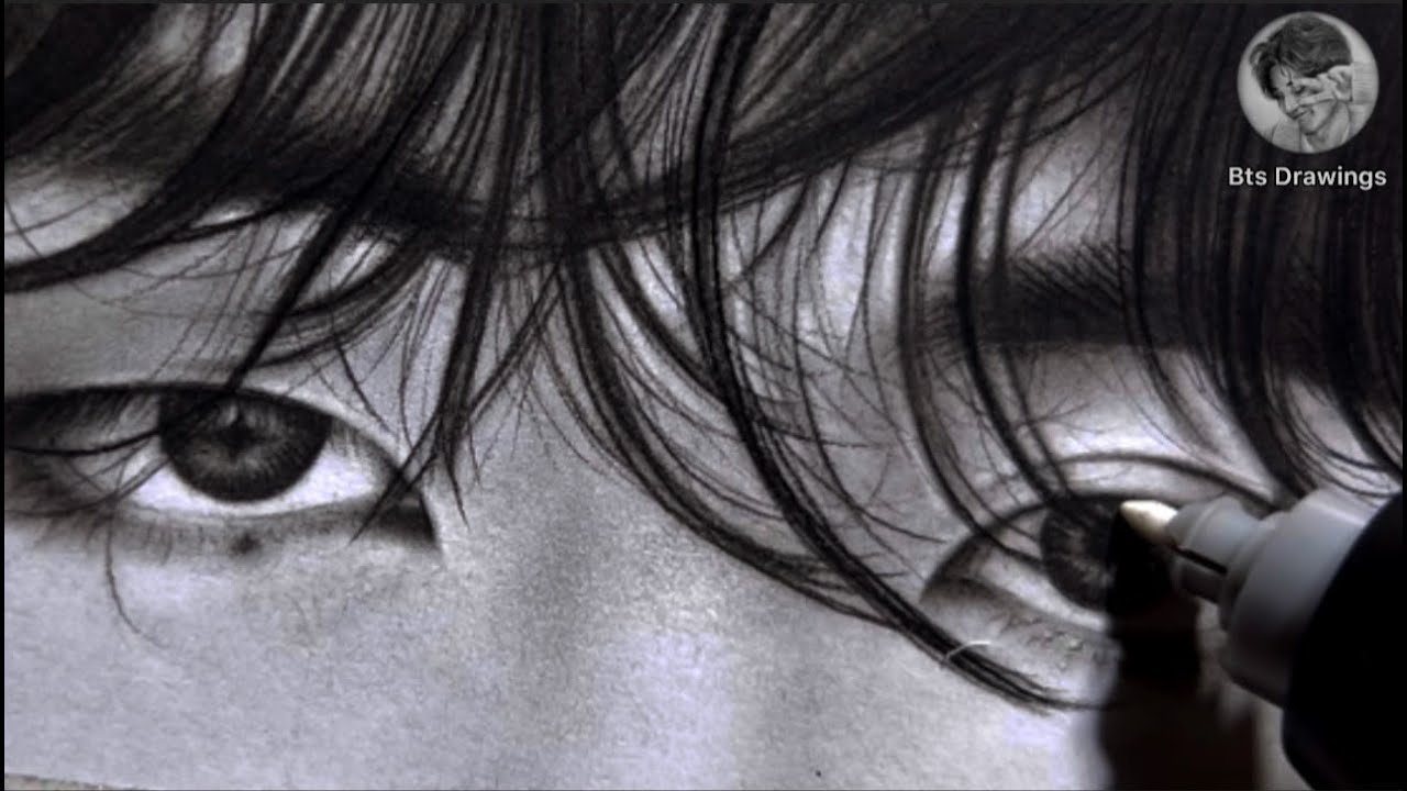Bts V Eyes Drawing Step by Step easy Outline And Shading Tutorial full - YouTube