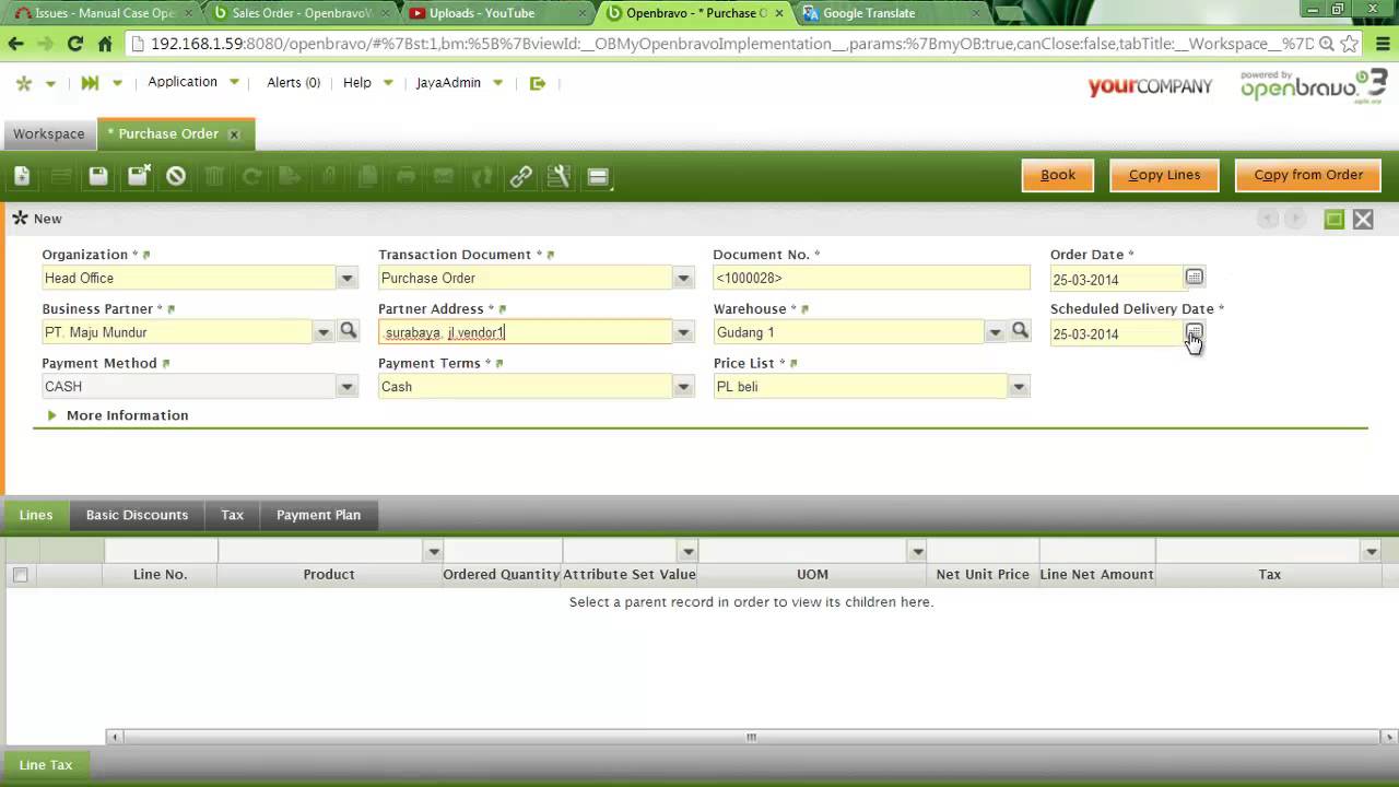 Purchase Order copy line - YouTube