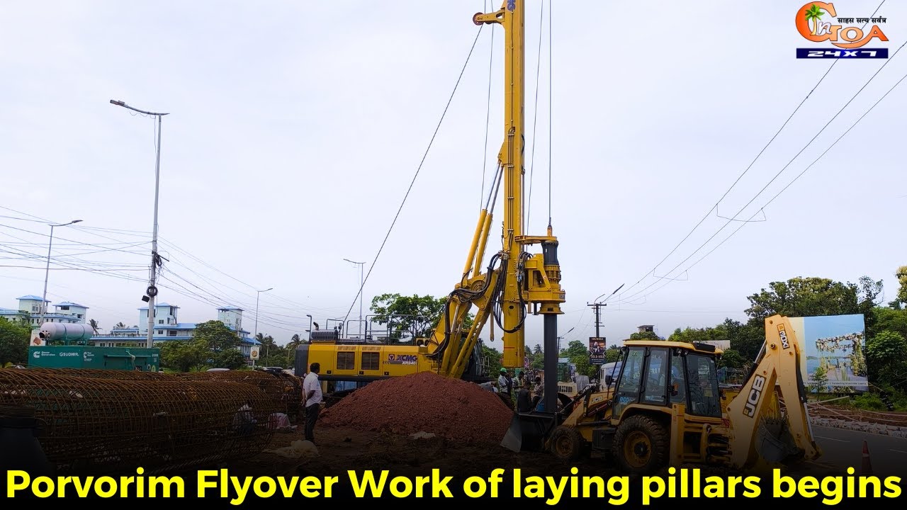 Porvorim Flyover Work of laying pillars begins - YouTube