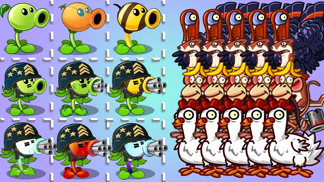 PvZ 2 100 Plants Level 1 Vs Team Chicken Zombies Level 30 - Who will ...
