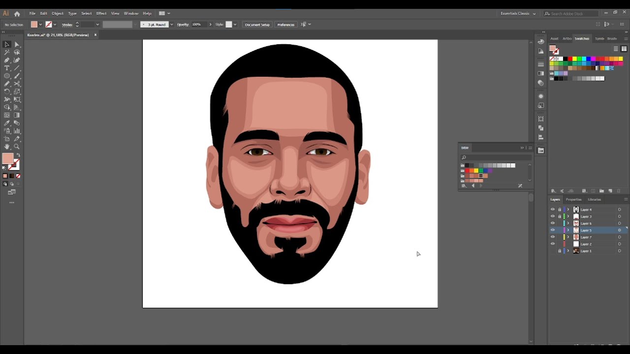 SPEED ART VEKTOR FACE ADOBE ILLUSTRATOR - YouTube