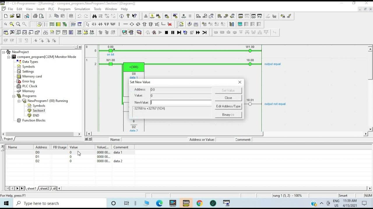 OMRON compare instruction , equal , not equal greater than equal , less than equal instruction ...